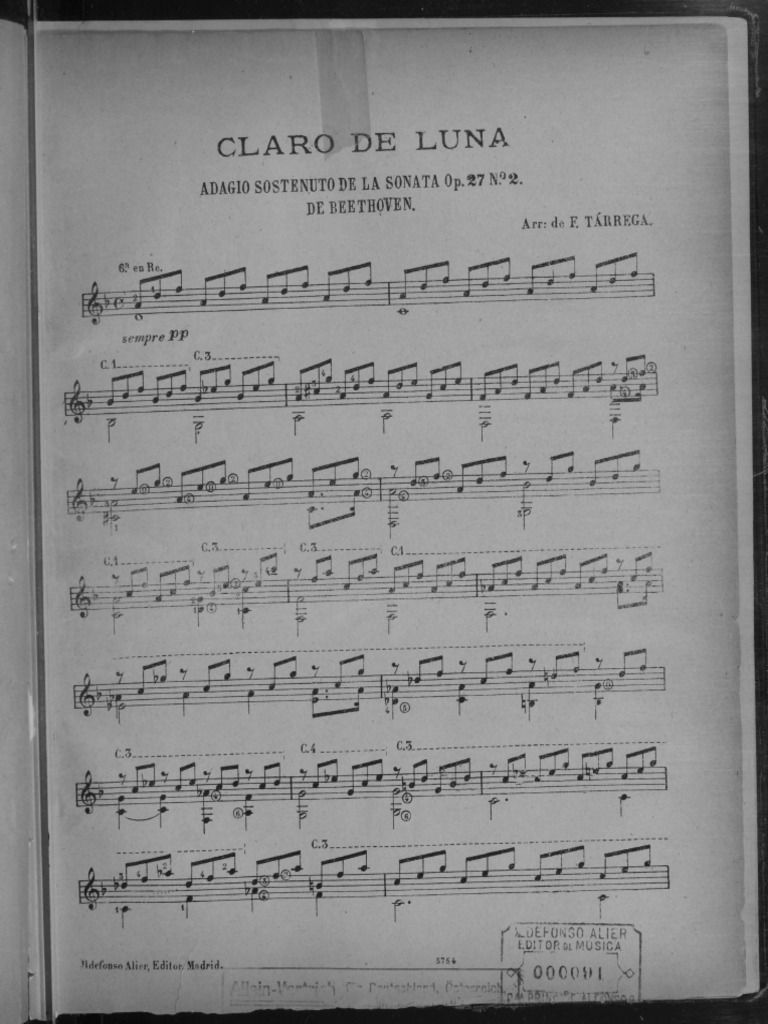 Claro de Luna Score Sheet For Guitar | PDF