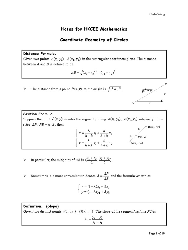 Coordinate Geometry of Circles | PDF | Circle | Line (Geometry)