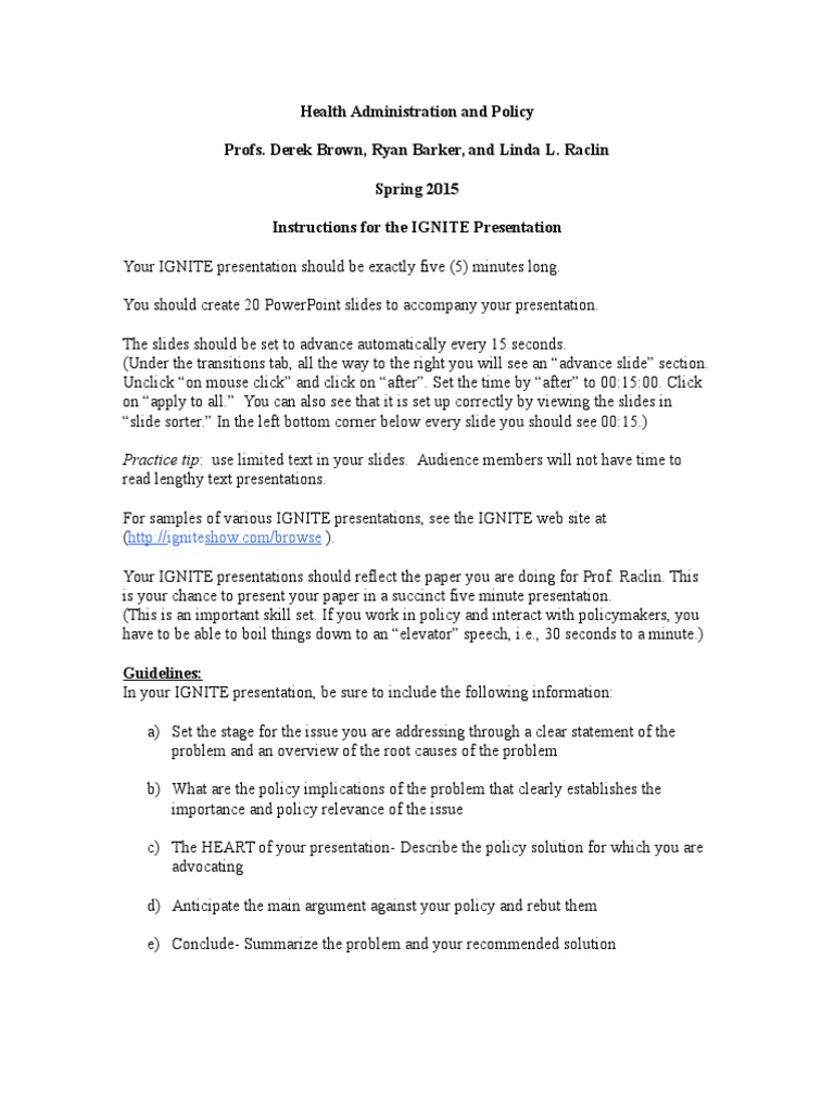 2015 IGNITE Instructions and Grading Rubric | PDF | Cognition ...