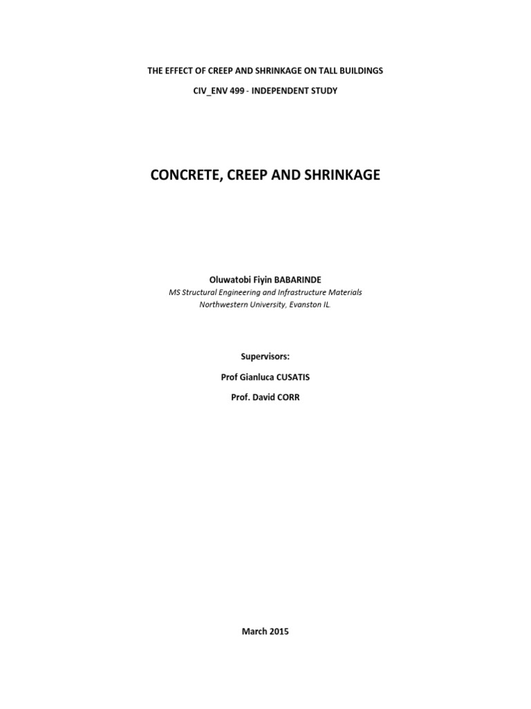 Concrete, Creep and Shrinkage | PDF | Creep (Deformation) | Concrete