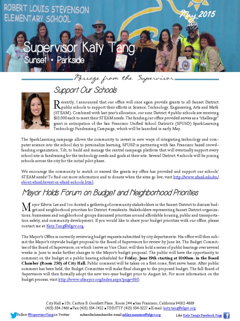 Supervisor Katy Tang: Sunset Parkside | PDF | Emergency Management ...