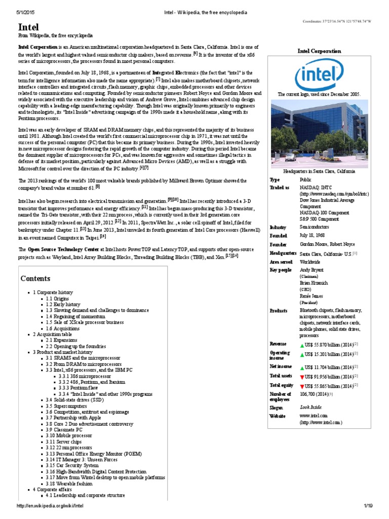 History of Intel | Download Free PDF | Intel | Solid State Drive