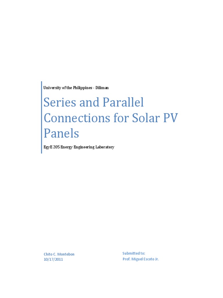 Solar PV Lab 2 | PDF | Series And Parallel Circuits | Photovoltaic System