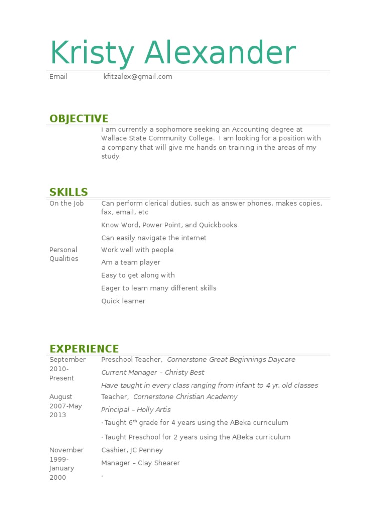 Kristy Alexander Resume | PDF