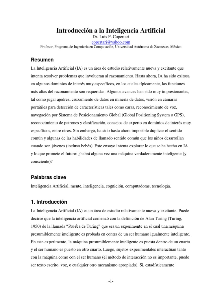 Introducción A La Inteligencia Artificial | PDF | Inteligencia ...