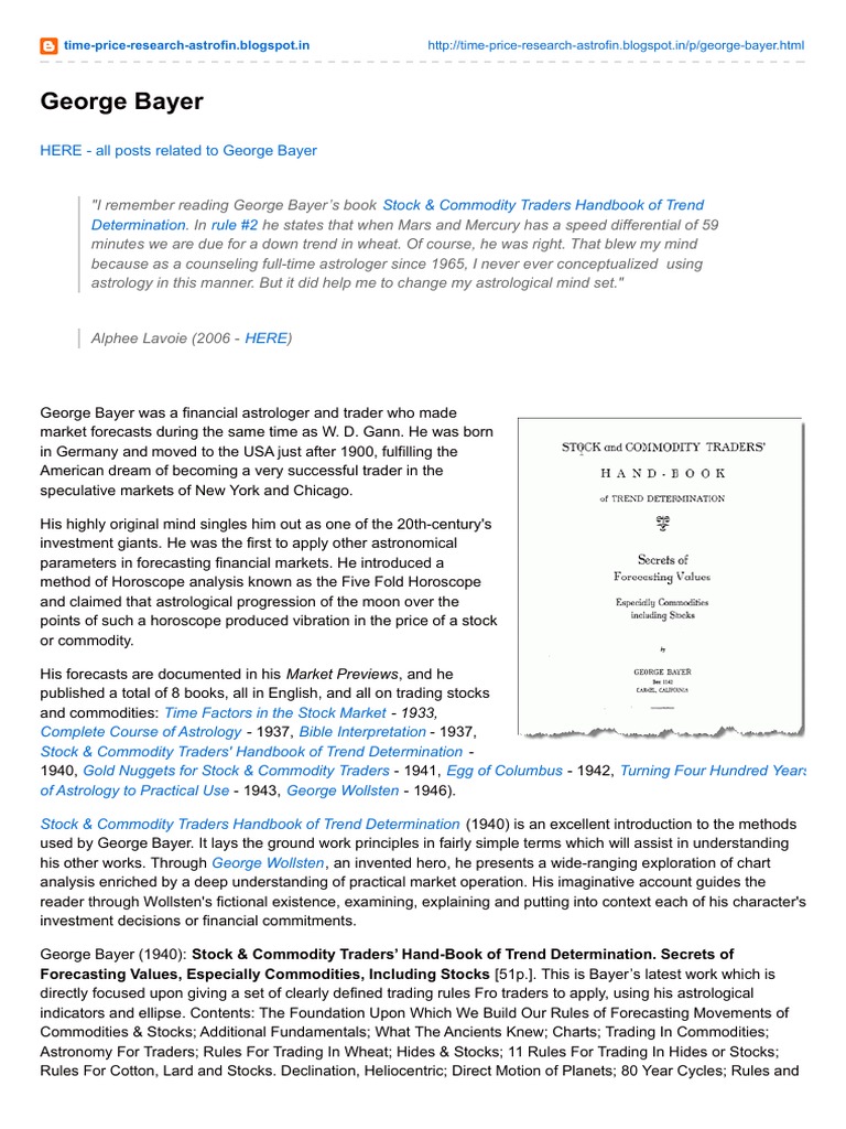 George Bayer: Astrological Trading Insights | PDF | Planets In ...