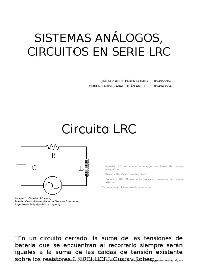 Sistemas Análogos, Circuitos en Serie LRC | PDF | Red eléctrica | Condensador