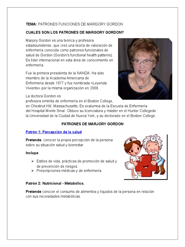 Patrones Funcionales de Marjory Gordon | PDF | Sicología | Conceptos psicologicos