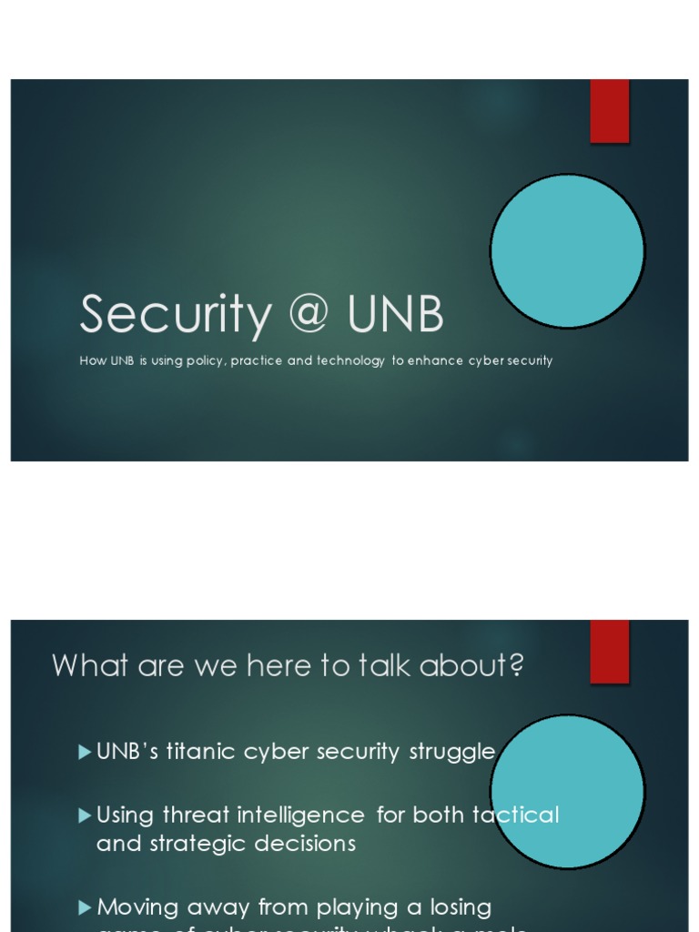 Security @UNB - A Presentation To AtlSecCon | PDF | Threat (Computer ...