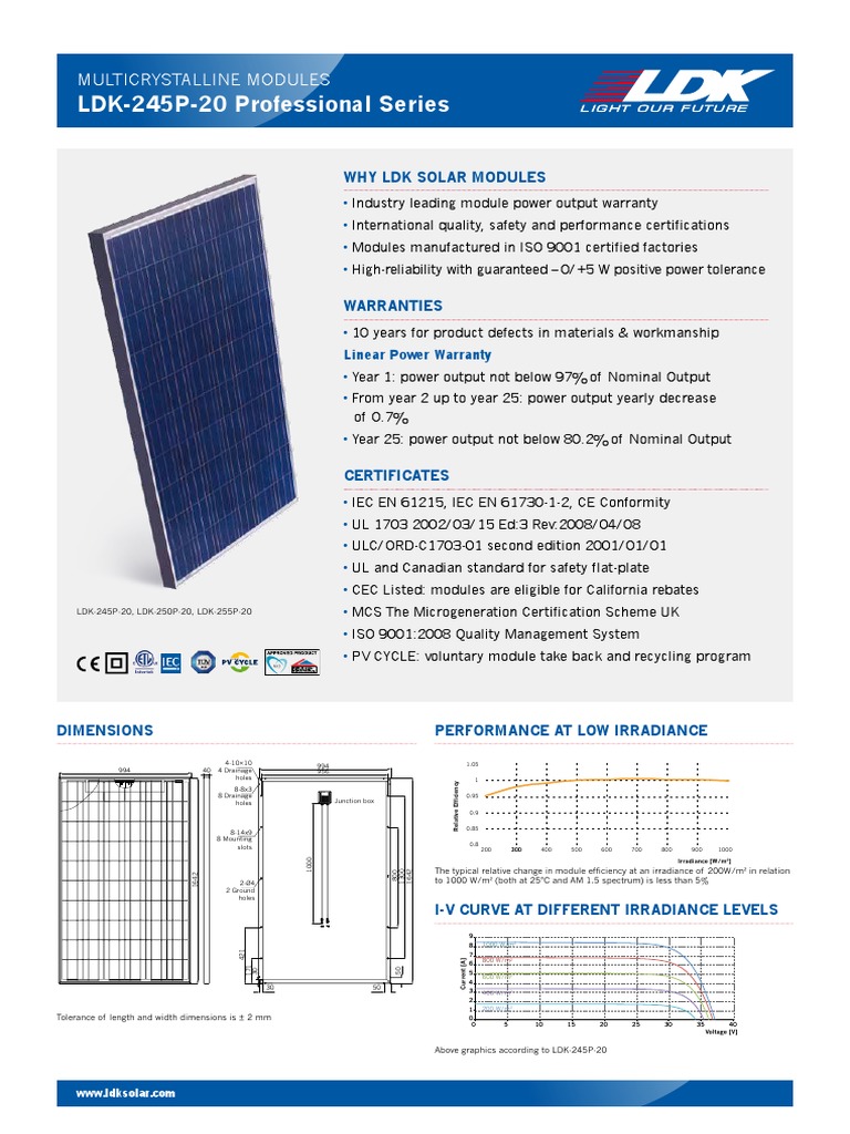 245 Watt Solar Panel Specifications | Solar Panel | Engineering Tolerance