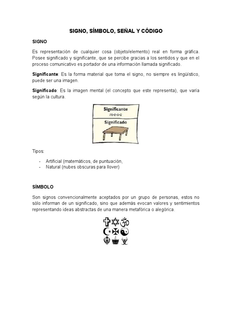 Signos, Símbolos y Códigos: Definiciones | PDF