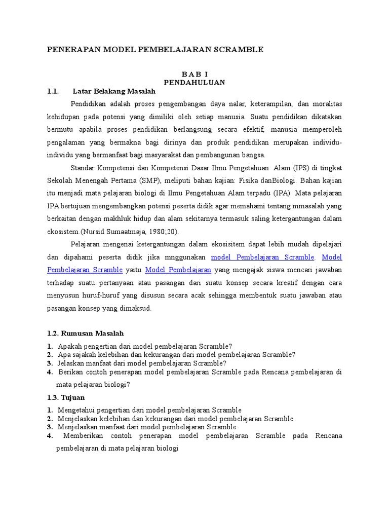 Penerapan Model Pembelajaran Scramble | PDF | Karier & Perkembangan