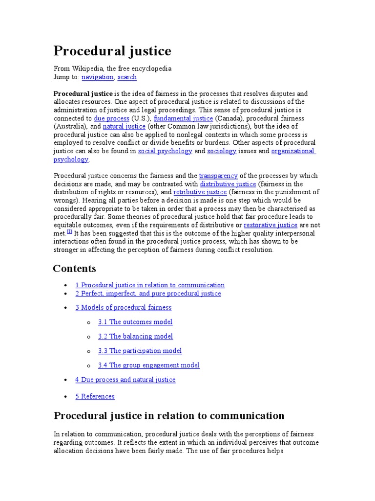 Procedural Justice | PDF | Ethical Principles | Academic Discipline ...