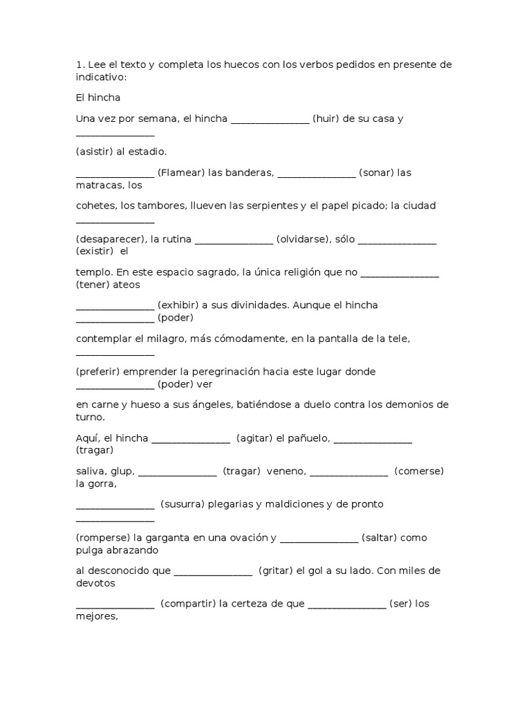 Texto + Ejercicios Presente de Indicativo | PDF