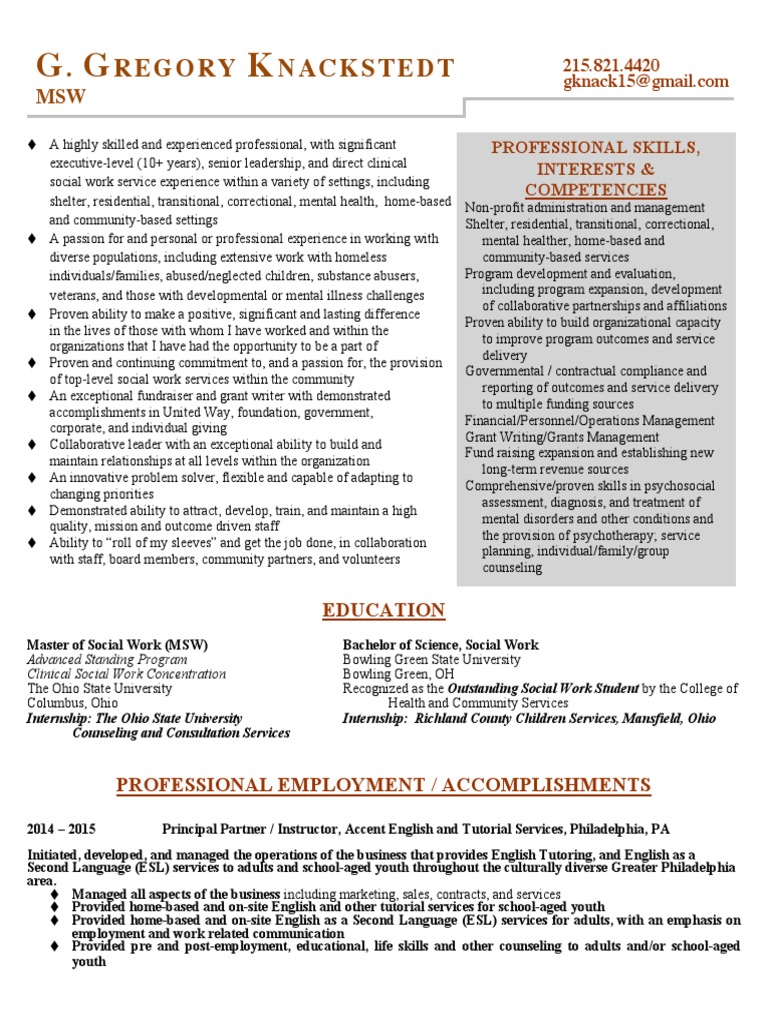 Resume Greg 5115 | Homelessness | Social Work