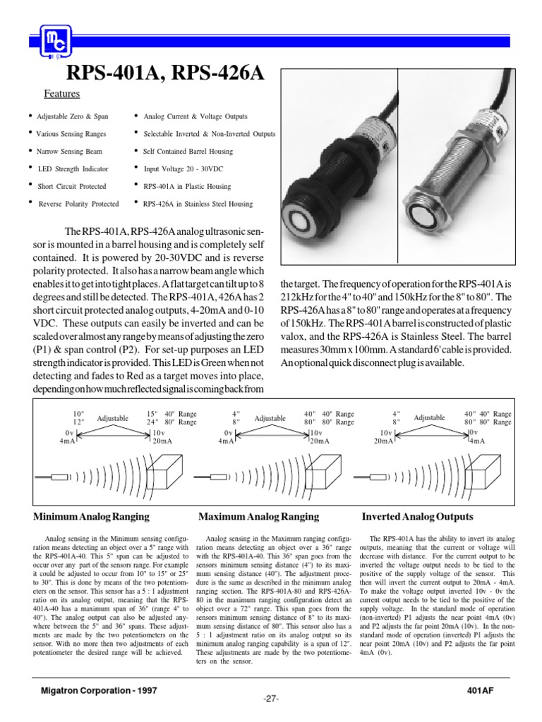 Ultrasonido Rps 401 A | Download Free PDF | Sensor | Electrical Engineering