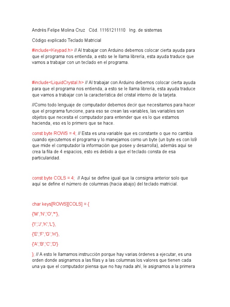 Codigo Teclado Matricial | PDF | Teclado | Arduino