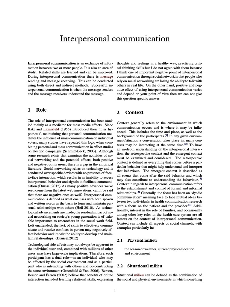 Interpersonal Communication | PDF | Interpersonal Communication ...