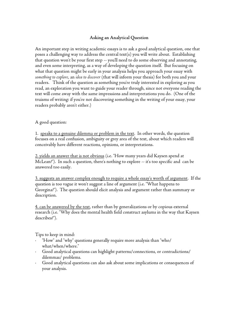 Analytical Questions | Download Free PDF | Question | Essays