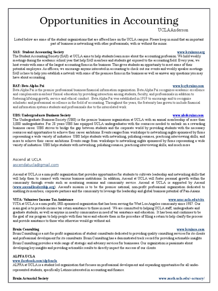 2013 Fall Opportunities in Accounting | PDF | University Of California ...
