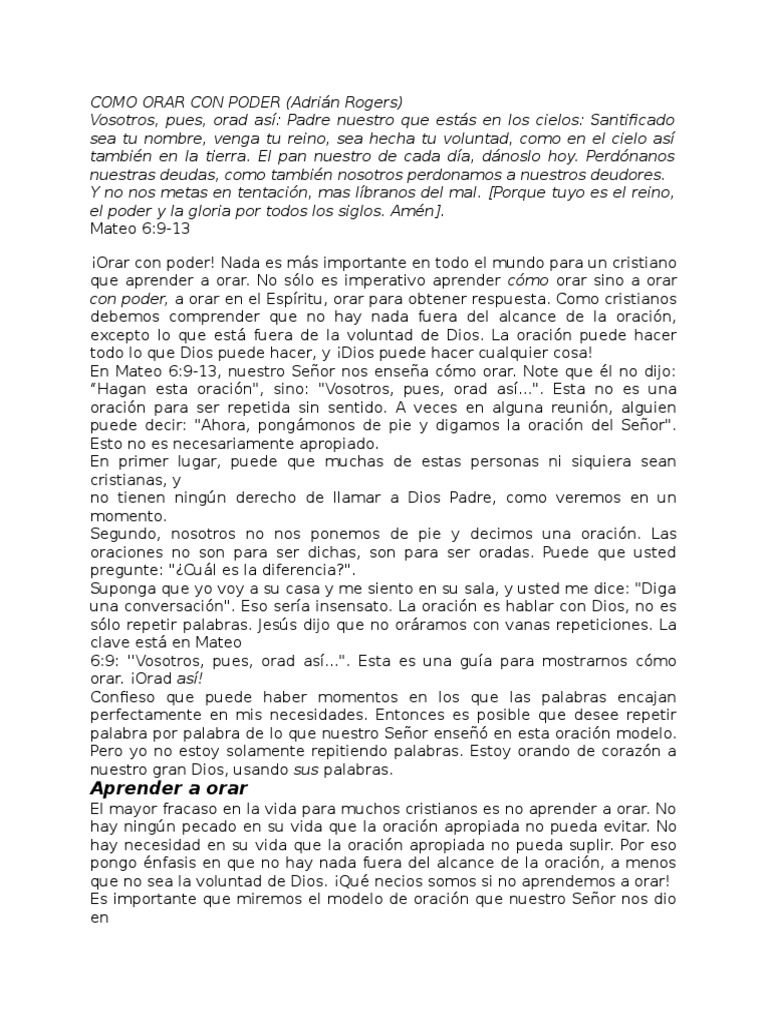 Como Orar Con Poder | PDF | orador del Señor | Oración