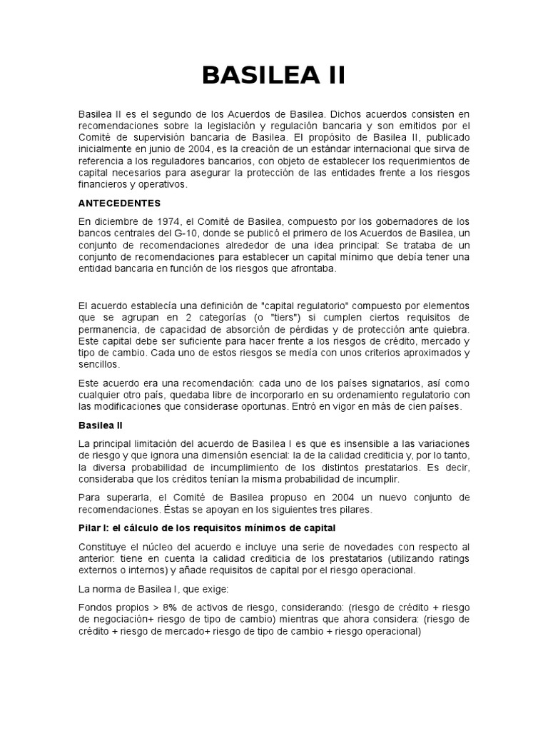Basilea II | Basilea Ii | Servicios financieros