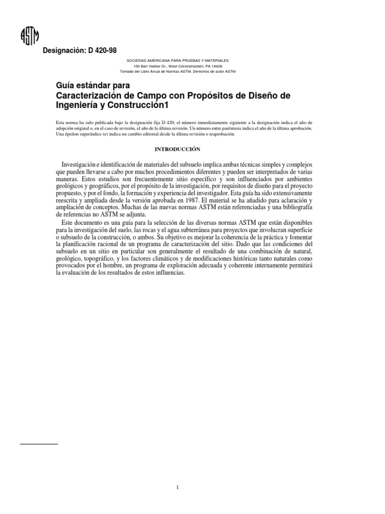 Aashto D420 Español | PDF | Suelo | Geología