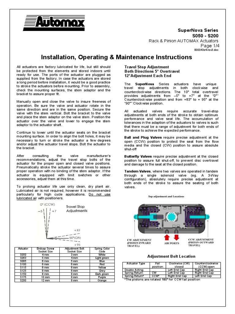 IOM Actuator AutomaxSupernova | PDF | Valve | Actuator