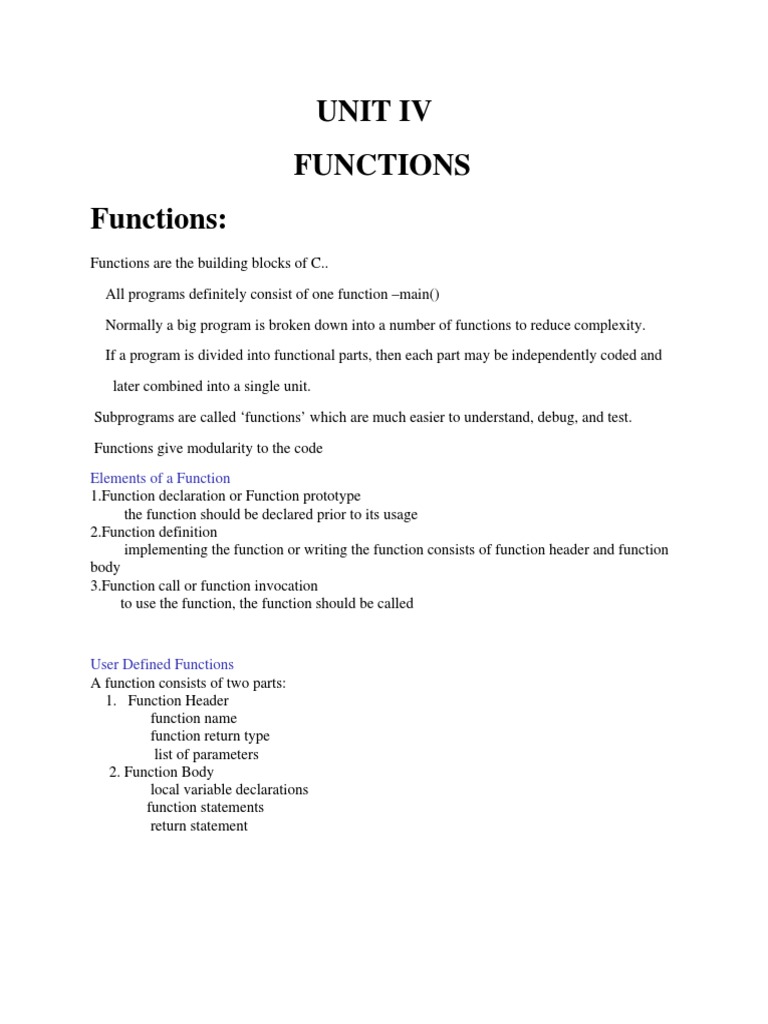 Functions Pdf Parameter Computer Programming Subroutine