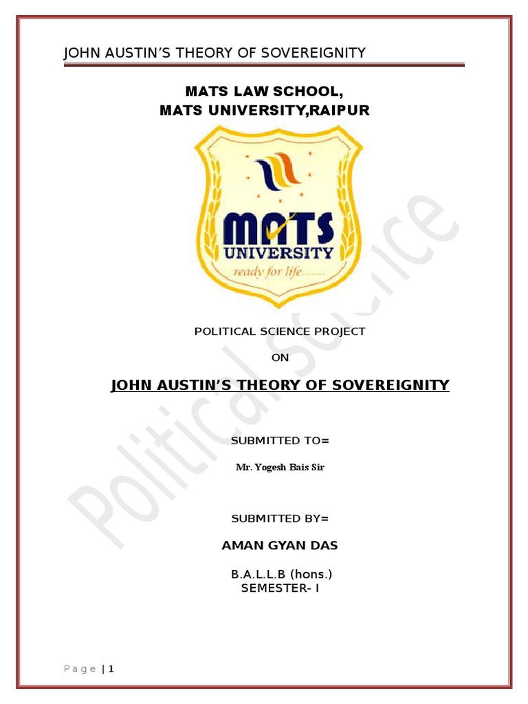 Political Science Project | PDF | Jurisprudence | Sovereignty