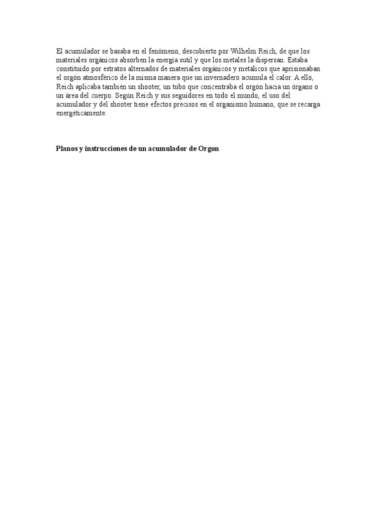 Plans and Instructions For The Construtction of A Orgone Energy ...