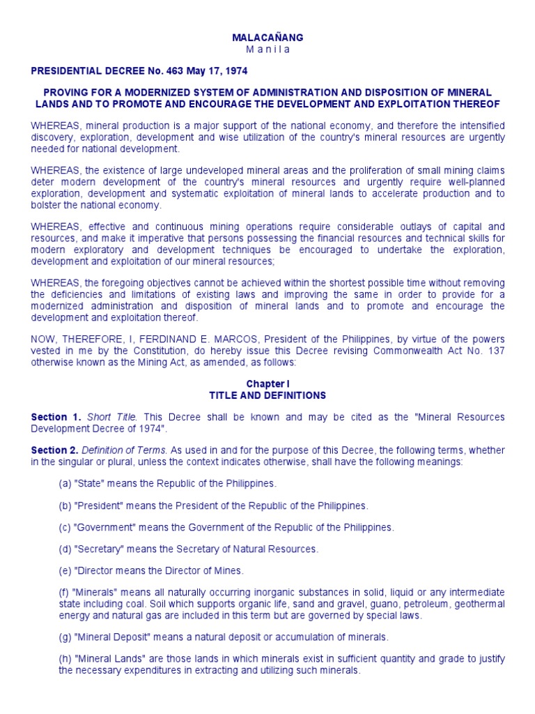 PD 463 | PDF | Mineral Rights | Lease