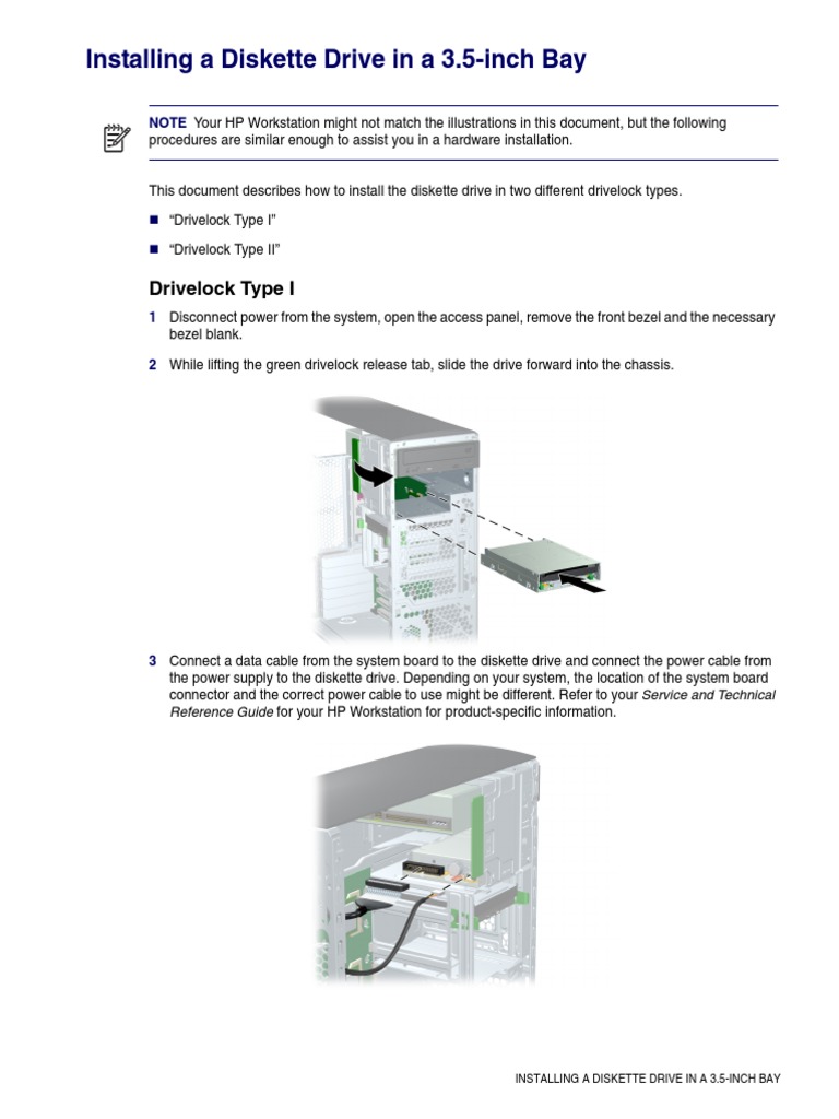 Installing a Diskette Drive Guide | PDF