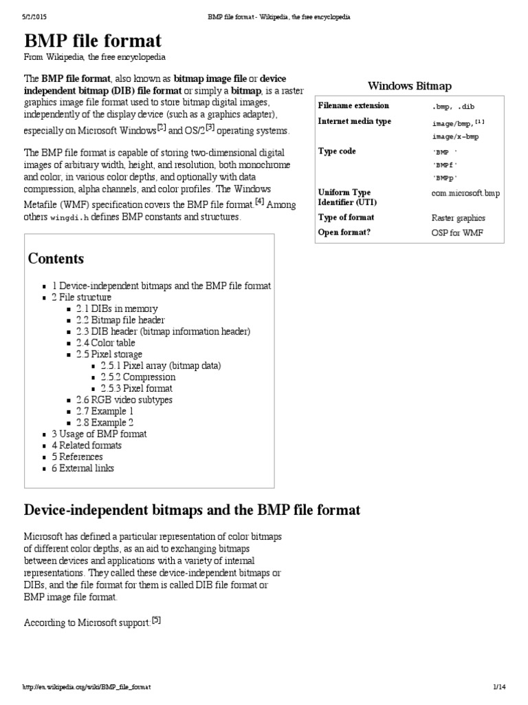BMP File Format - Wikipedia, The Free Encyclopedia | Computer File ...