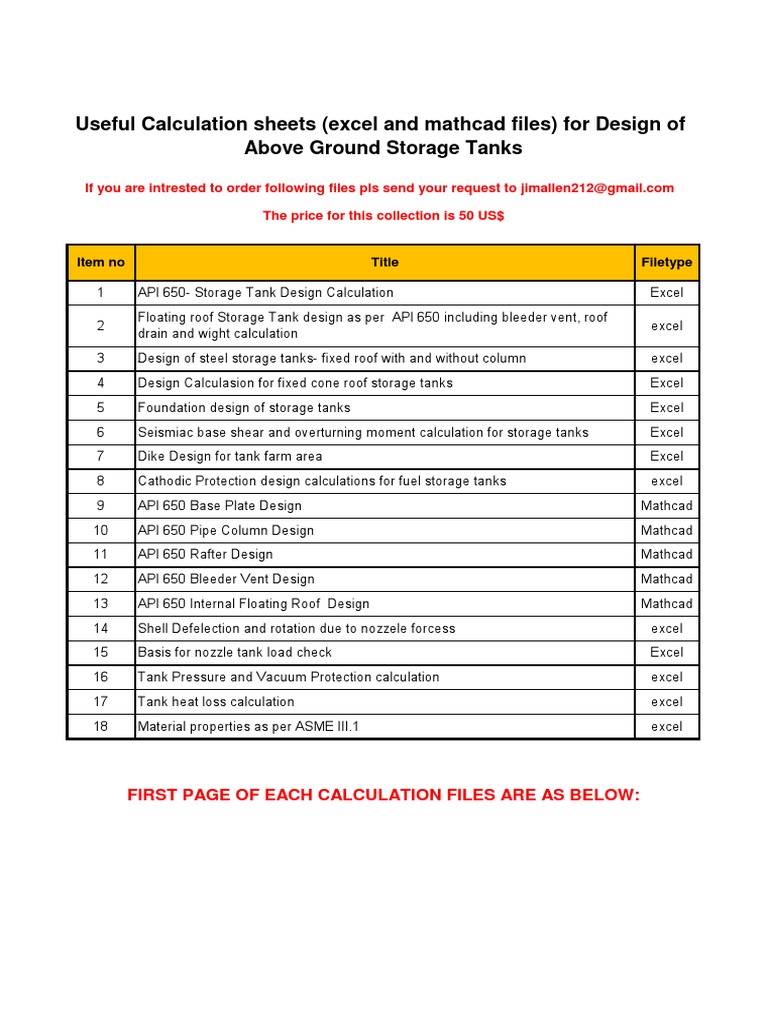 API 650 Storage Tank Design Guide | PDF | Thermal Conductivity ...