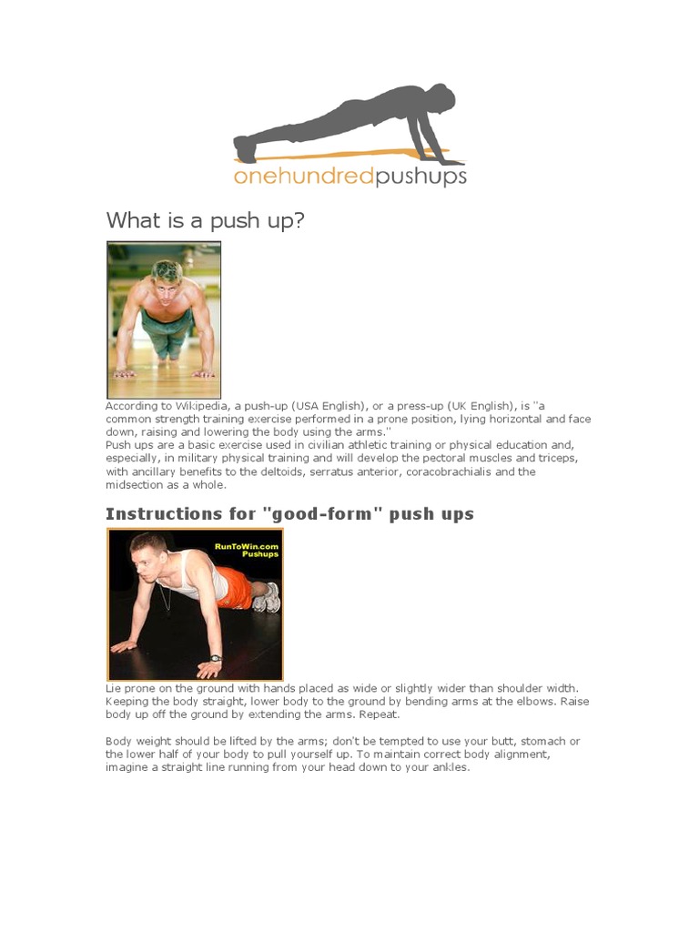 One Hundred Push Ups Training Program | PDF | Physical Exercise ...