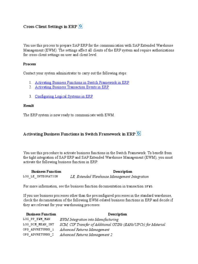 Cross Client Settings In Erp Pdf Enterprise Resource Planning