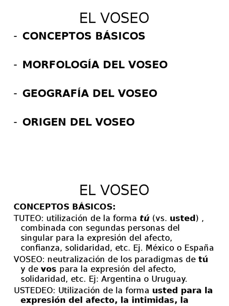 El Voseo | PDF | Morfología | Conjugación gramatical