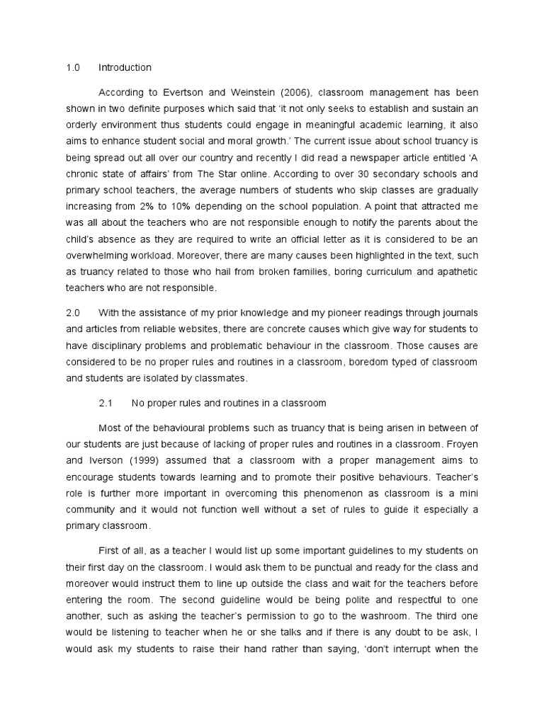 According To Evertson and Weinstein | PDF | Classroom Management ...