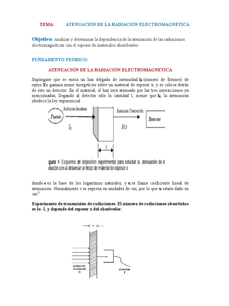 Atenuacion de La Radiacion Electromagnetica | PDF | Rayo gamma | Rayo X