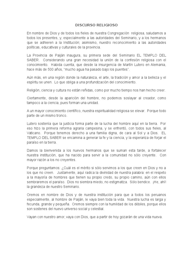 Discurso Religioso en Paiján | PDF | Martin Luther | Ecuador