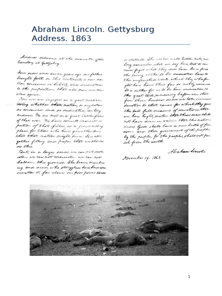 Lincoln at Gettysburg | PDF | Abraham Lincoln | Public Speaking