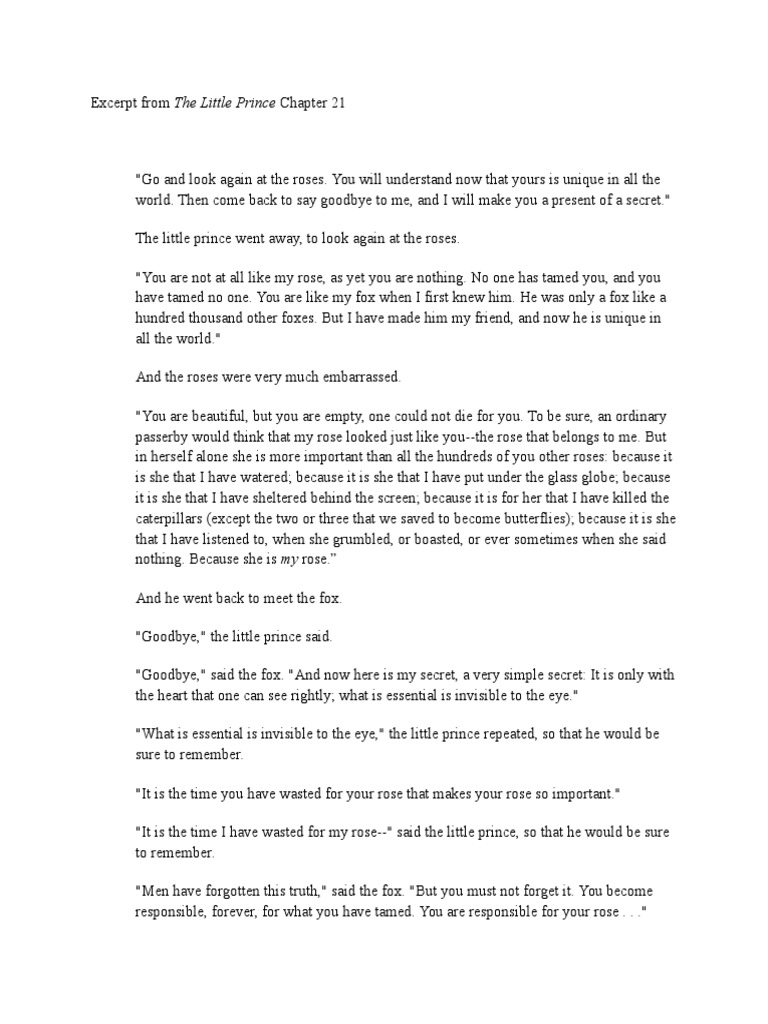 Excerpt From The Little Prince Chapter 21 | PDF | The Little Prince