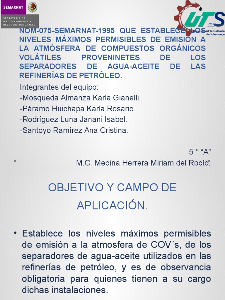 Nom 075 Semarnat 1995 | PDF