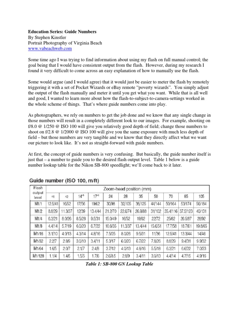 Guide Numbers | PDF | Flash (Photography) | Film Speed