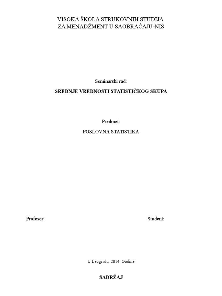 Poslovna Statistika | PDF