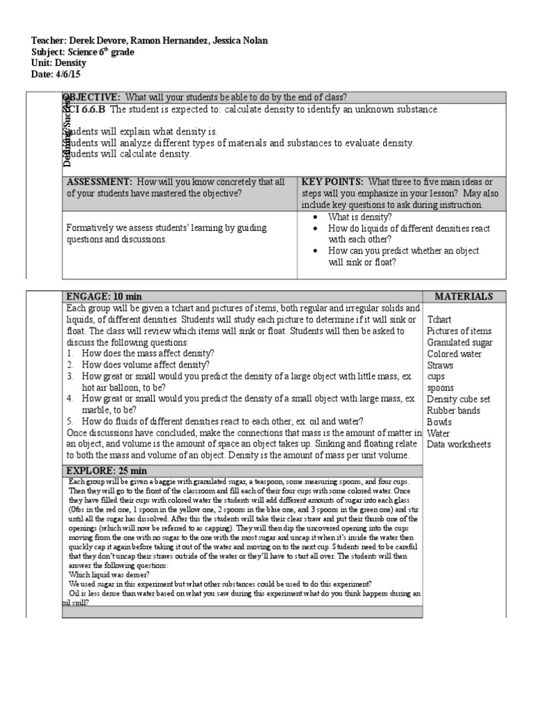 Density Lab Lesson | PDF | Buoyancy | Density