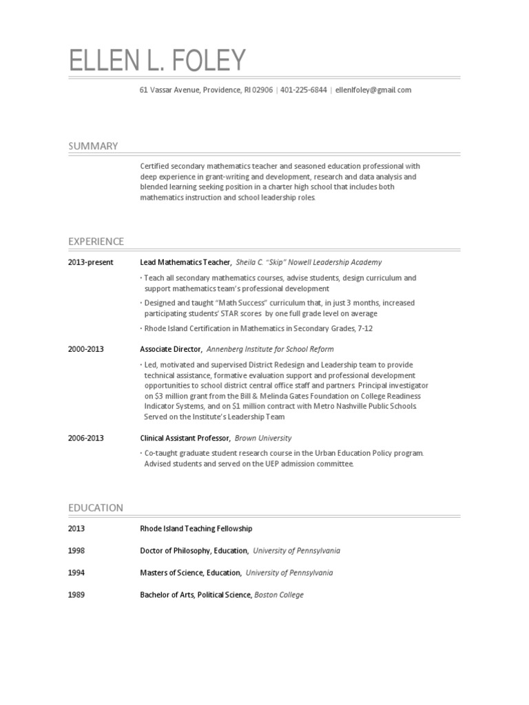 Foley Resume | PDF | Career & Growth | Business