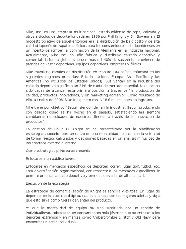 Estrategias de Éxito de Nike, Inc. | PDF | Nike | Calidad (comercial)