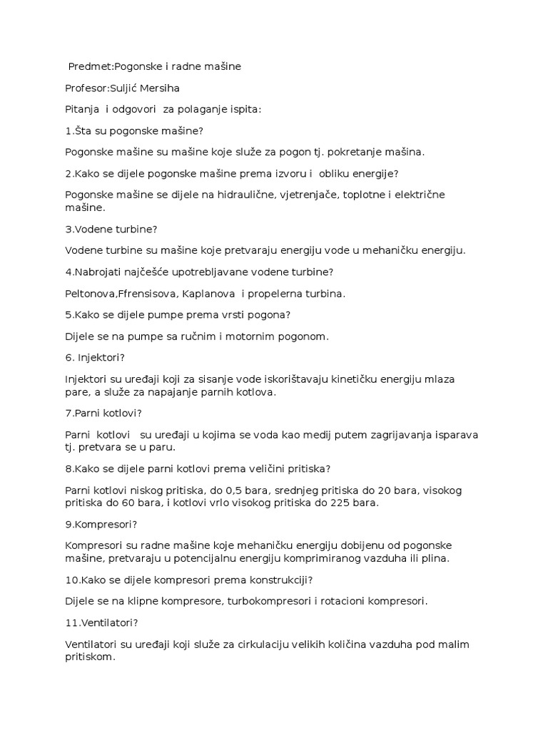 Pogonske I Radne Masine | PDF